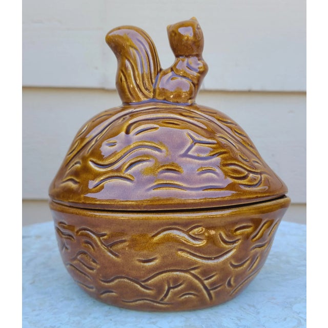 Vintage Squirrel Motif Nut Crock or Candy Dish | Chairish
