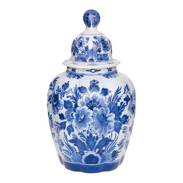 Royal Delft Original Blue Jar with Lid, Hand Painted with Floral Motif ...