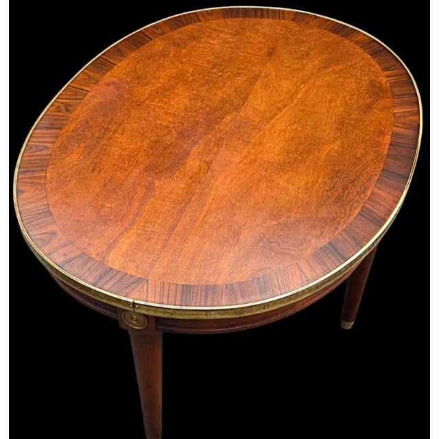 Vintage French Louis XVI Style Mixed Wood W/Brass Trim Oval Coffee ...