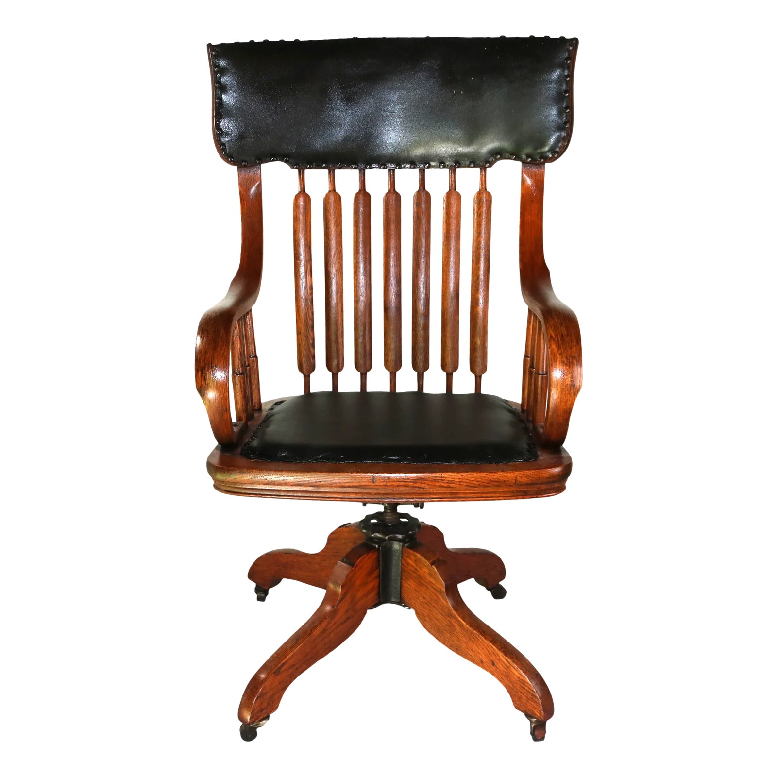 Early 20th Century Antique Johnson Chair Co. Walnut With Leather ...