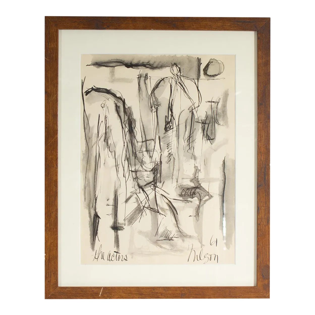 1961 “The Actors” Abstract Ink Painting by Harry Hilson | Chairish