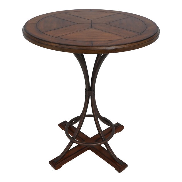 Round High Top Pub Table W. Iron Base | Chairish