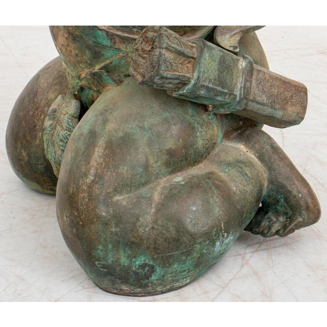 Bronze Winged Cherub Sculptures Side Table Base | Chairish