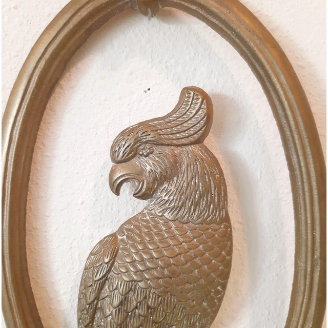 Vintage Art Deco Brass Parrot Bird Wall Art | Chairish