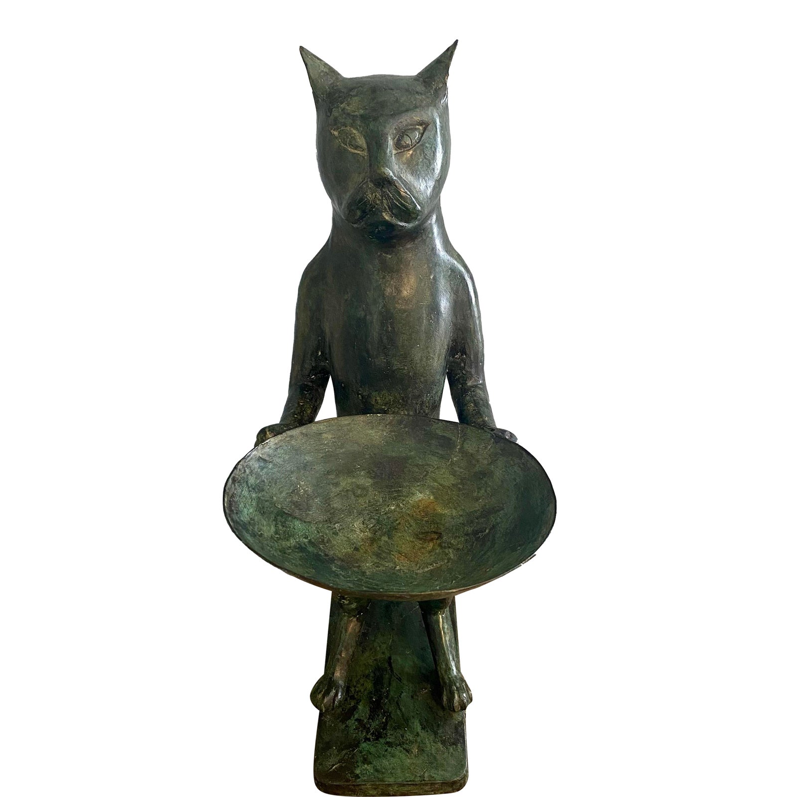 1980s Diego Giacometti Style Large Bronze Cat Butler Figurine | Chairish