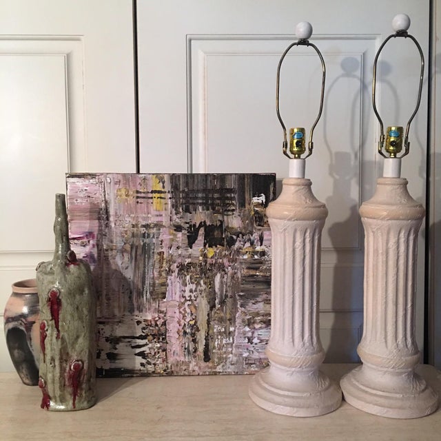 1980s Neoclassical Doric Column Pillar Roman Greek Plaster Lamps - a ...