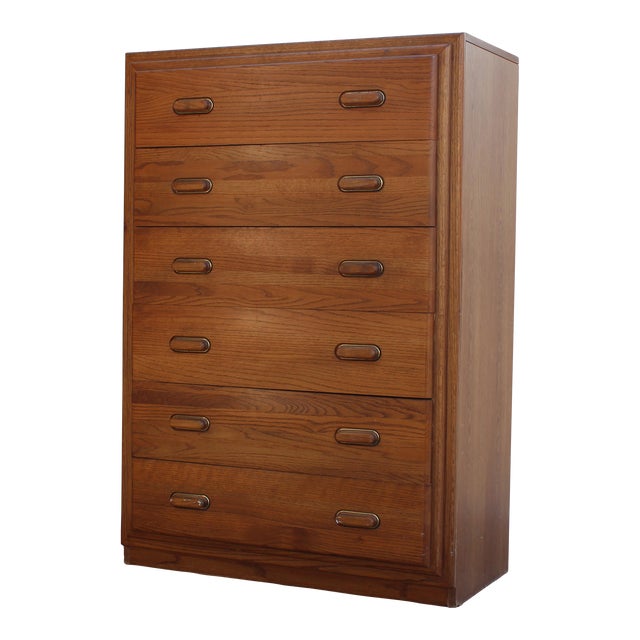 Late 20th Century Mission Style Oak Highboy | Chairish