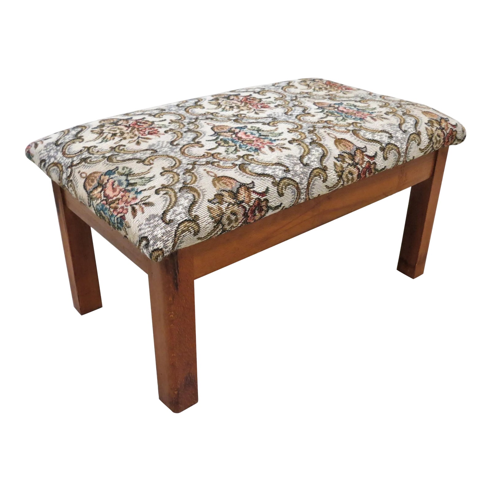 English Adjustable Upholstered Foot Stool | Chairish