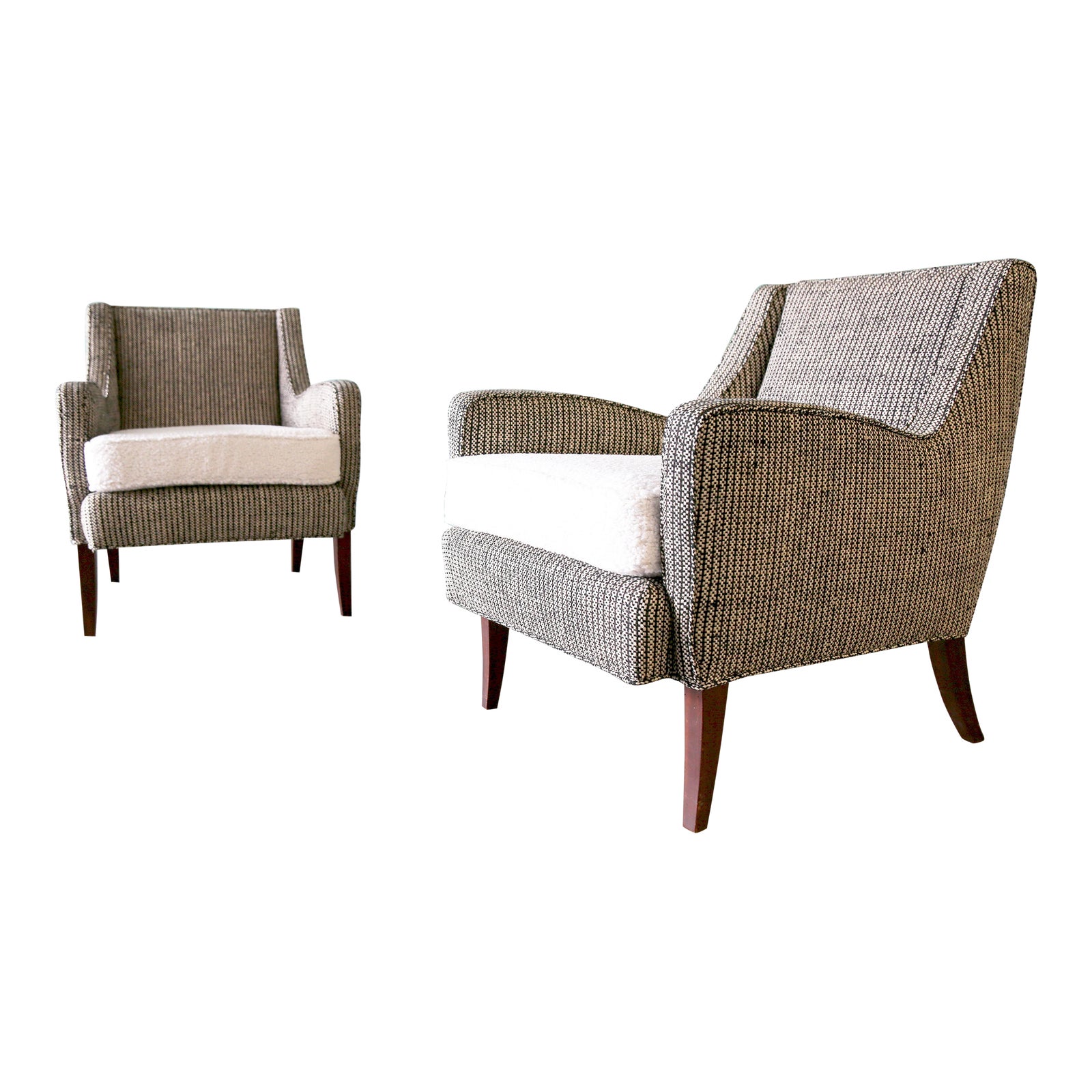 1950s Ernst Schwadron Style Black and White Wool Boucle Lounge Chair ...