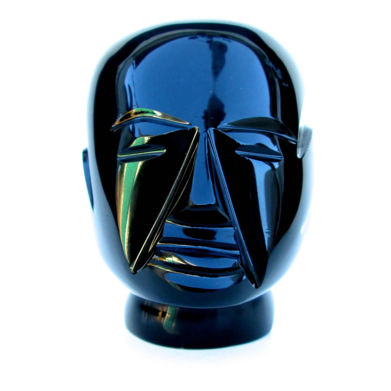 Vintage Carved Black Onyx Tribal Warrior Head | Chairish