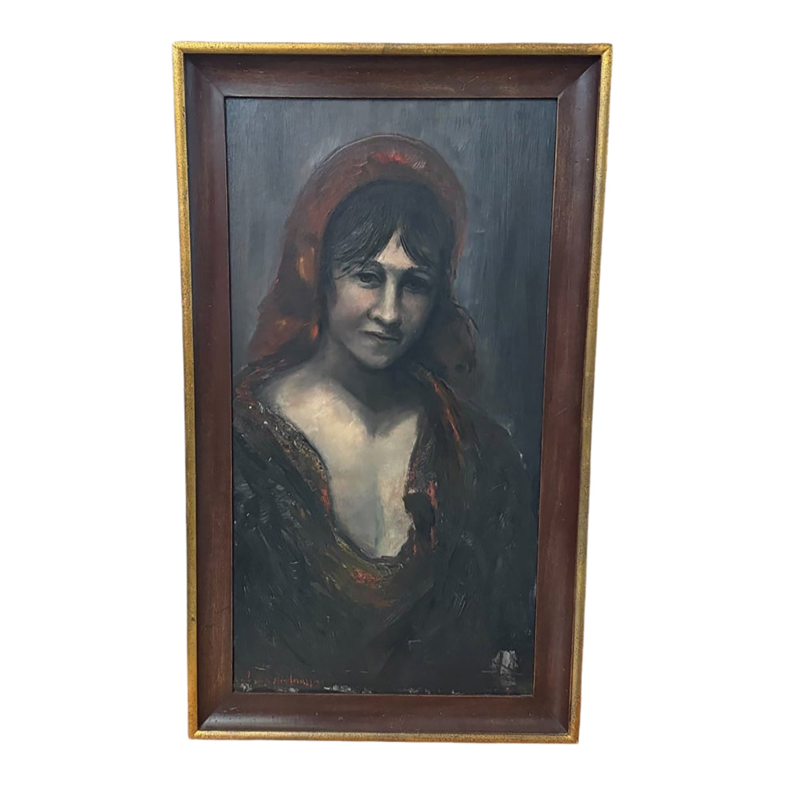 Girl With Red Scarf , Oil Painting by James Woodward Woodruff (1913 ...