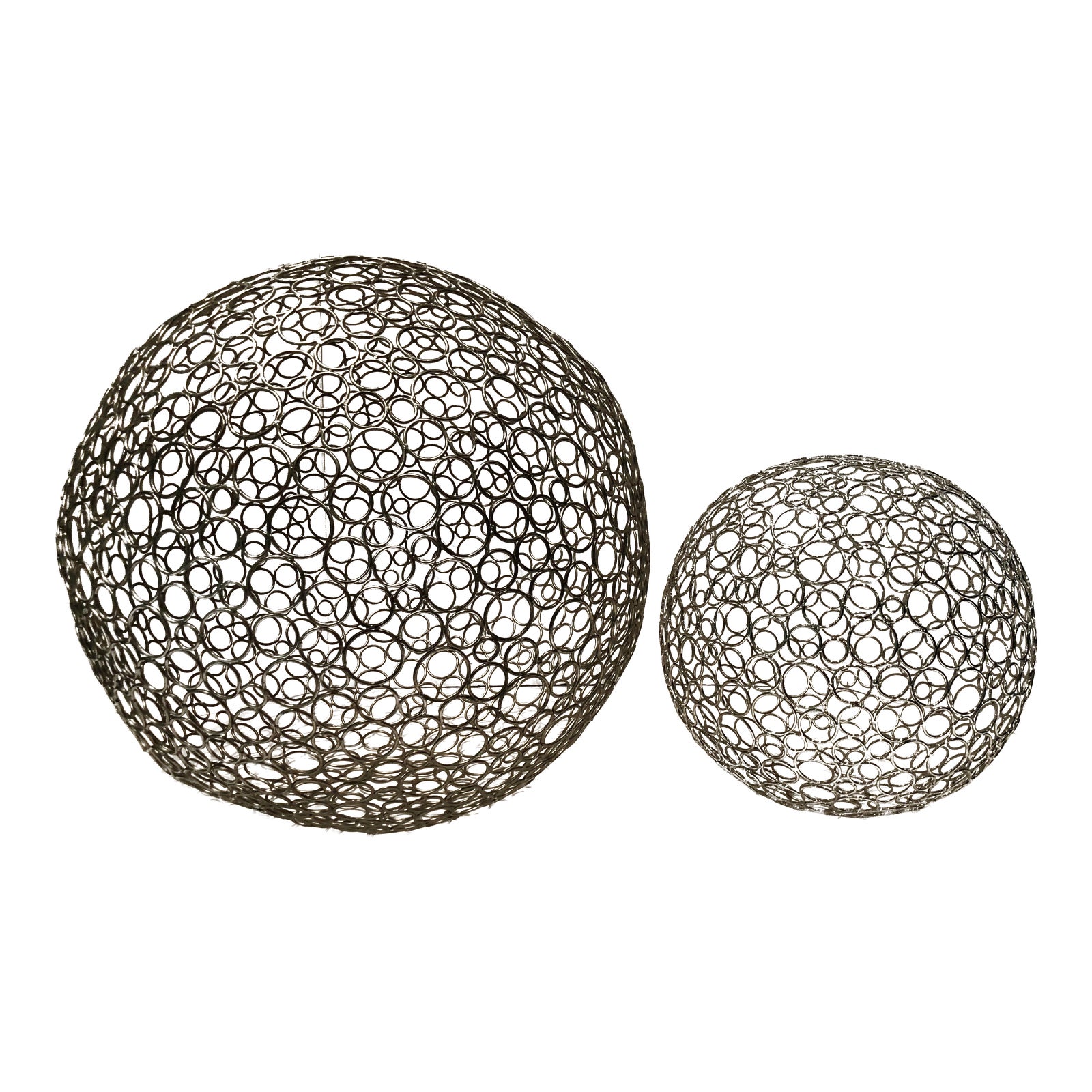 1960’s Vintage Artisan Created Wire Spheres - a Pair | Chairish