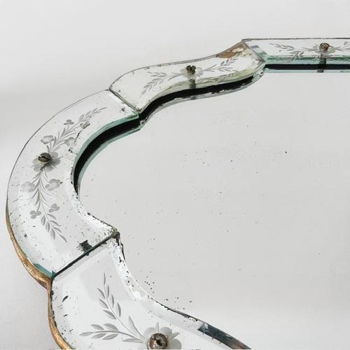 Antique Venetian Table Mirror in Etched Glass, 1900s | Chairish