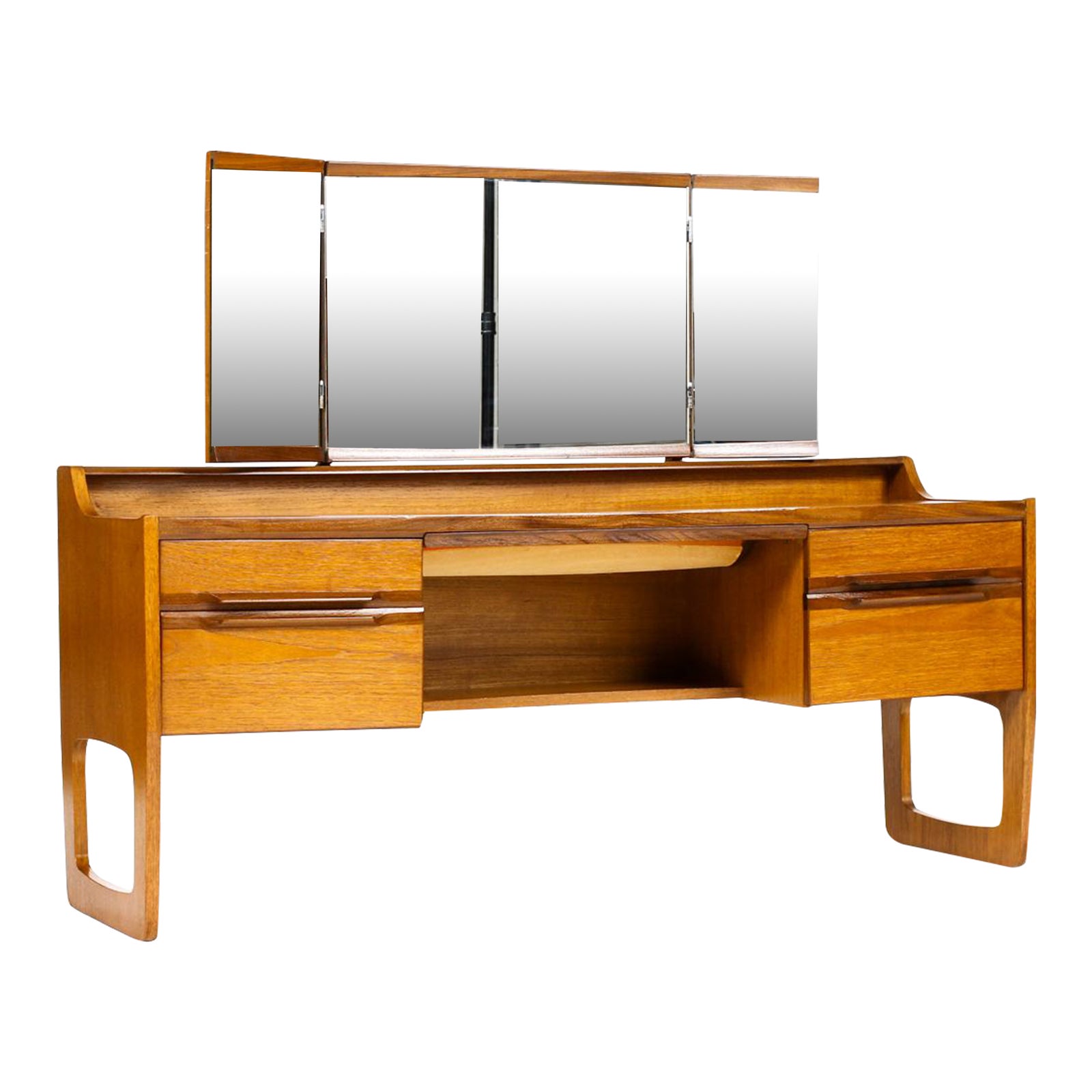 1960s Danish Modern Mid Century Low Teak Vanity Dressing Table ...