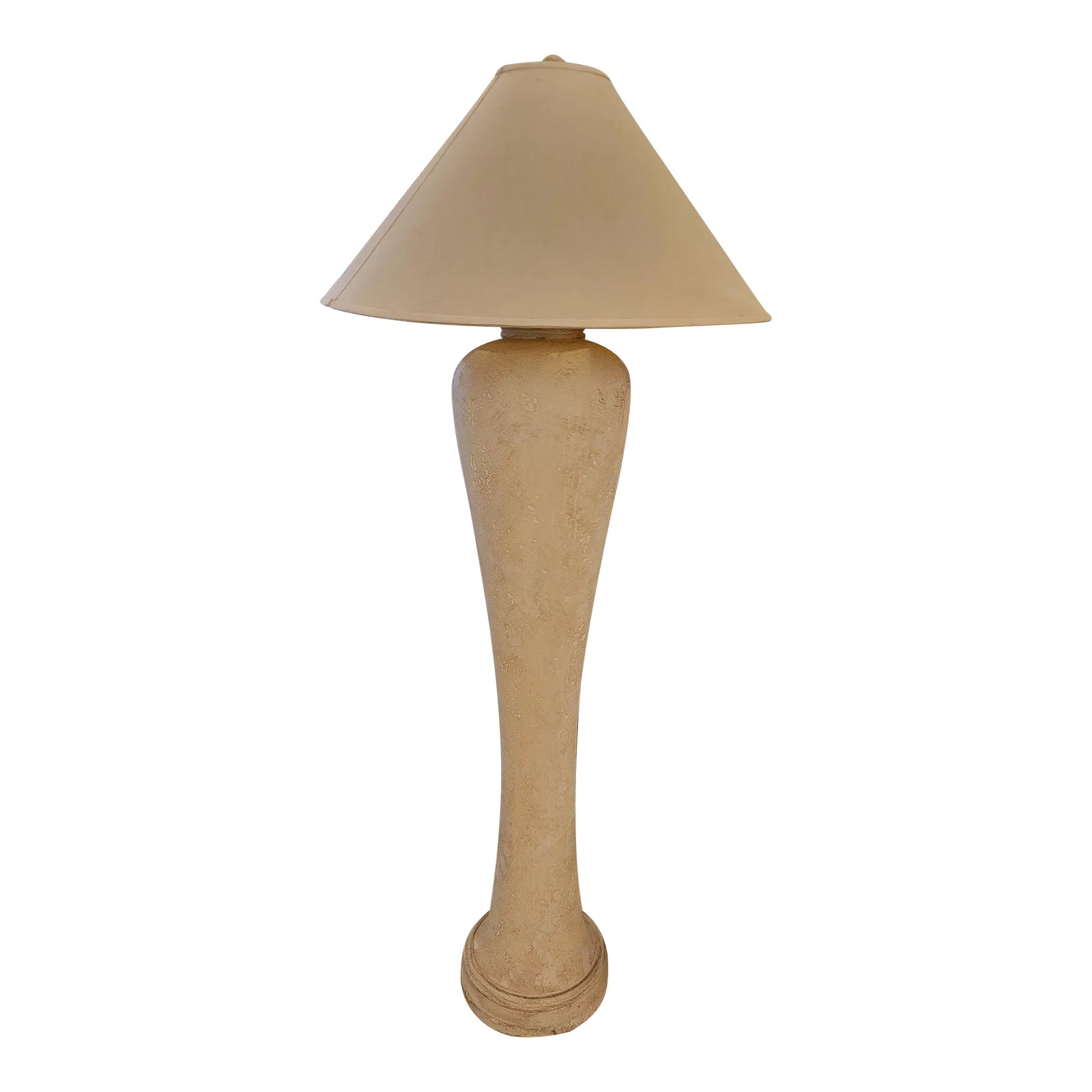 80s Earthy Floor Lamp With Linen Shade | Chairish