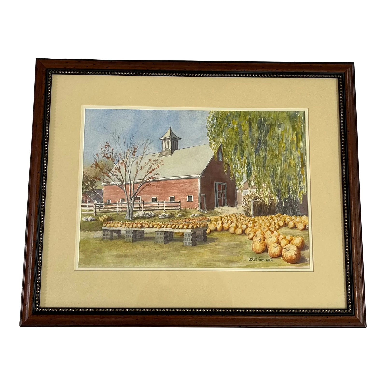 Fall Pumpkin Farm Watercolor Painting | Chairish