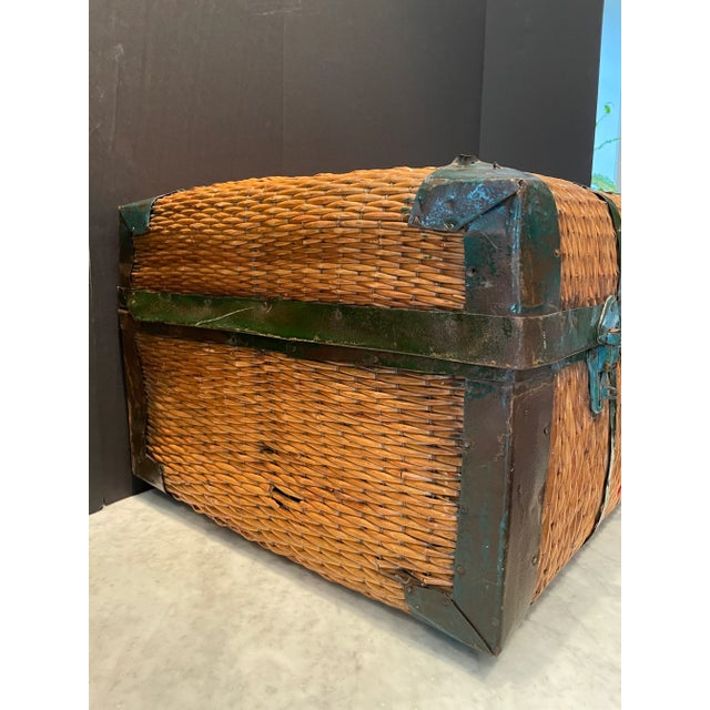 Vintage Woven Rattan Trunk/Suitcase | Chairish