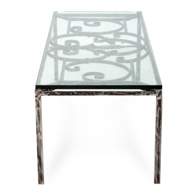 French Wrought Iron Grate Glass Top Coffee Table | Chairish
