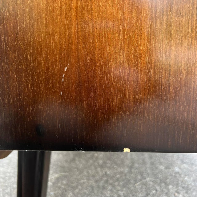 Mid Century German Desk With Bookcase Front Dark Gloss Wood | Chairish