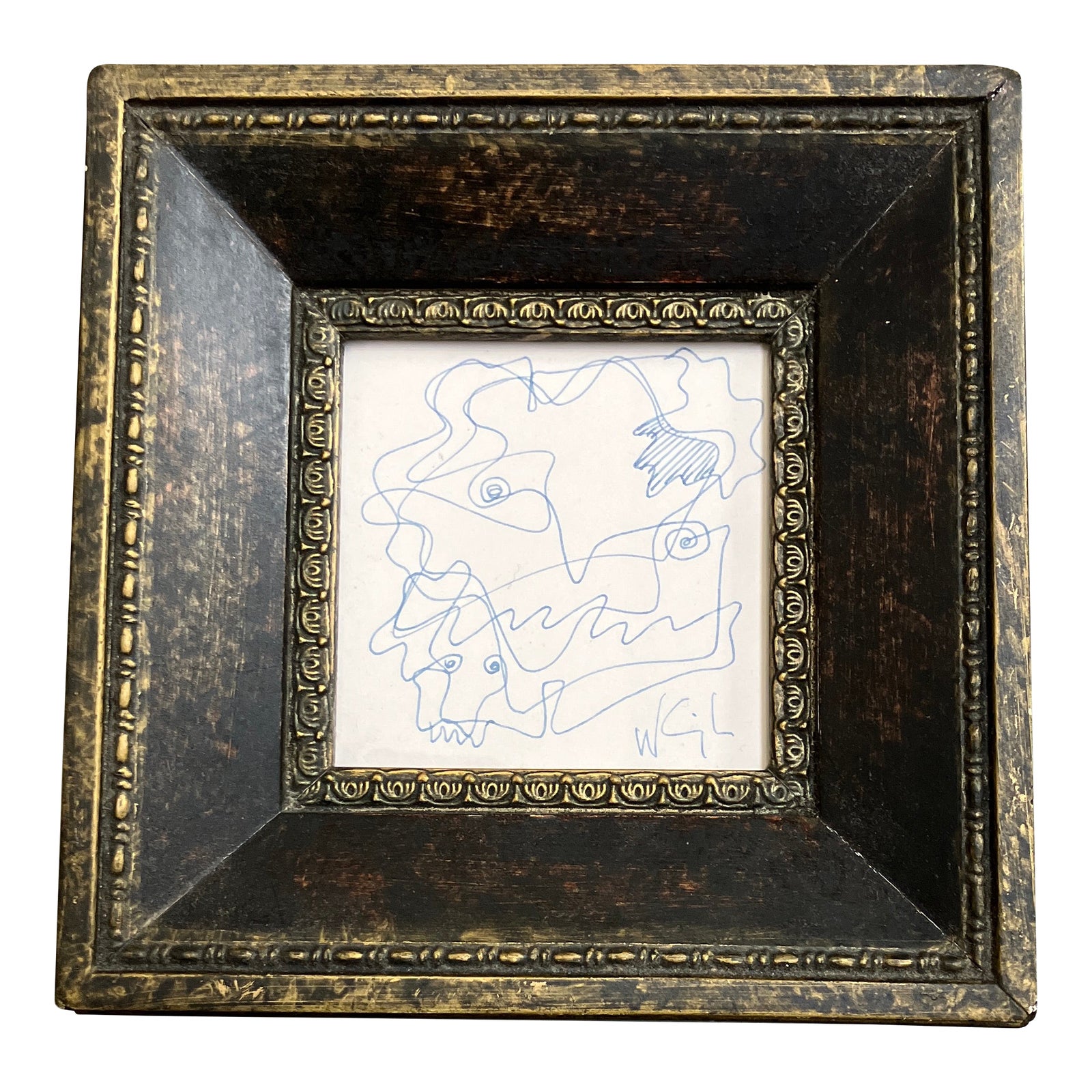 1980’s Original Vintage Wayne Cunningham Small Blue Abstract Ink ...