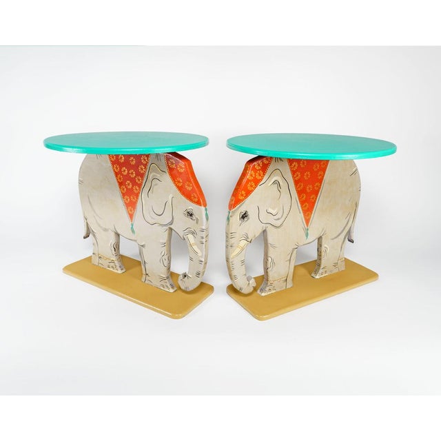 Vintage British Hand-Painted Elephant Side Tables, 1990s, Set of 2 ...