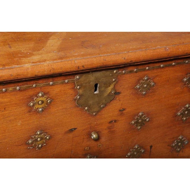 Large Dutch Colonial Style Late 19th Century Teak Trunk With Brass ...