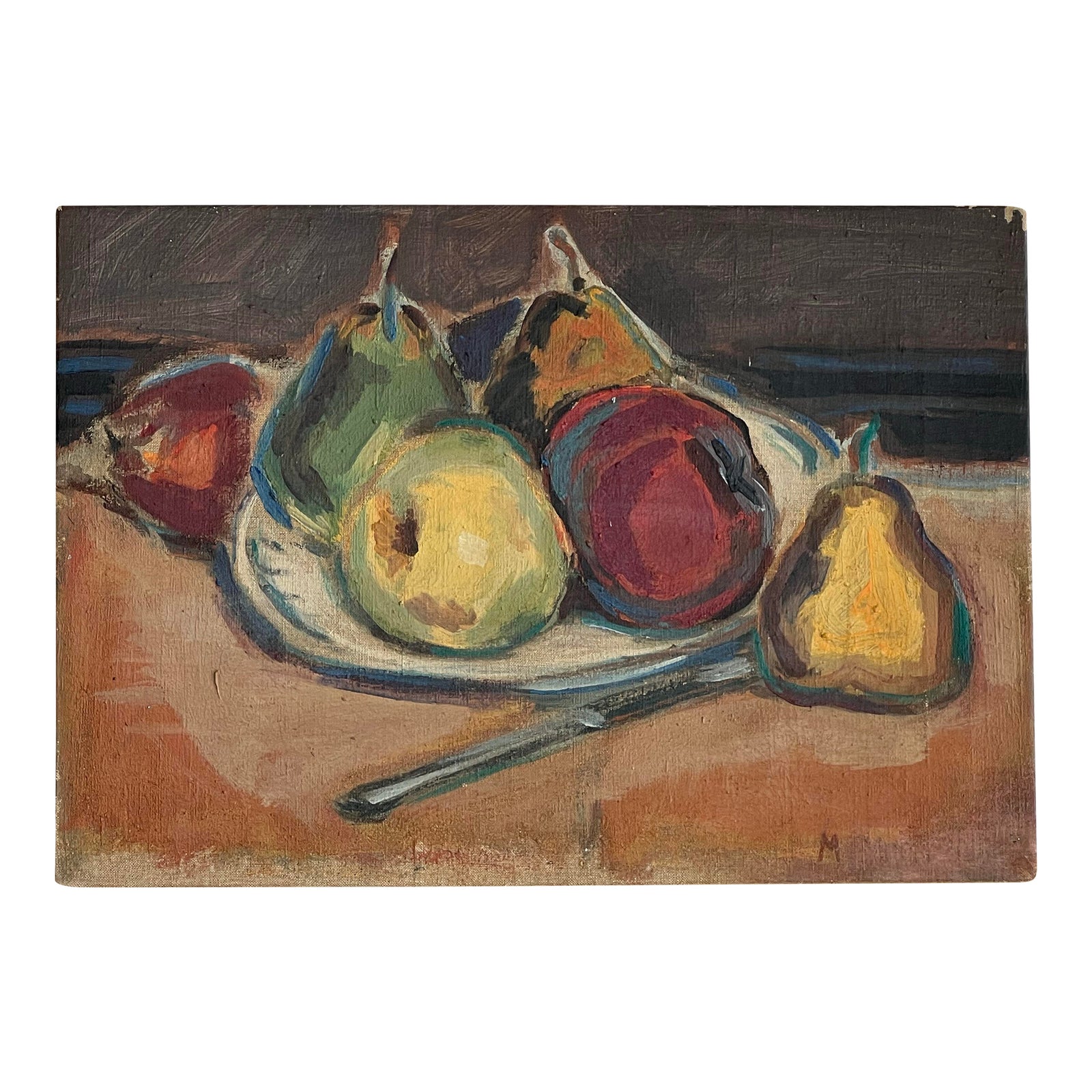 Early 20th Century French Still Life Tablescape Painting on Canvas ...