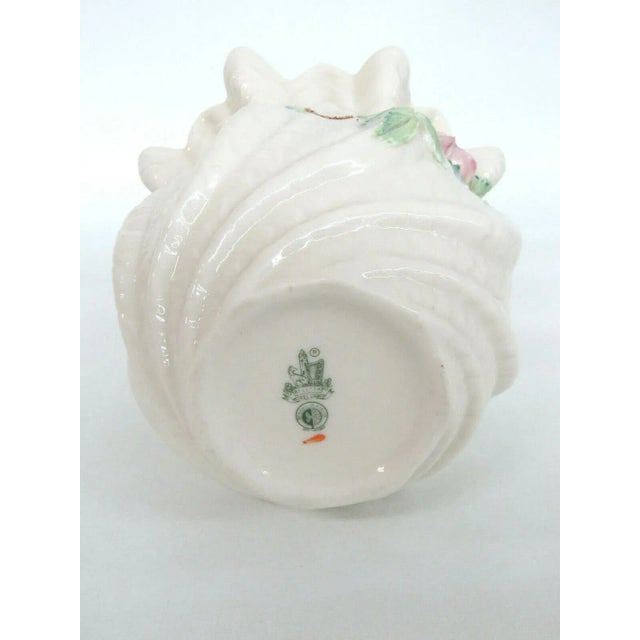 Belleek Ireland Porcelain Pink Rose Green Leaves Flower Vase | Chairish