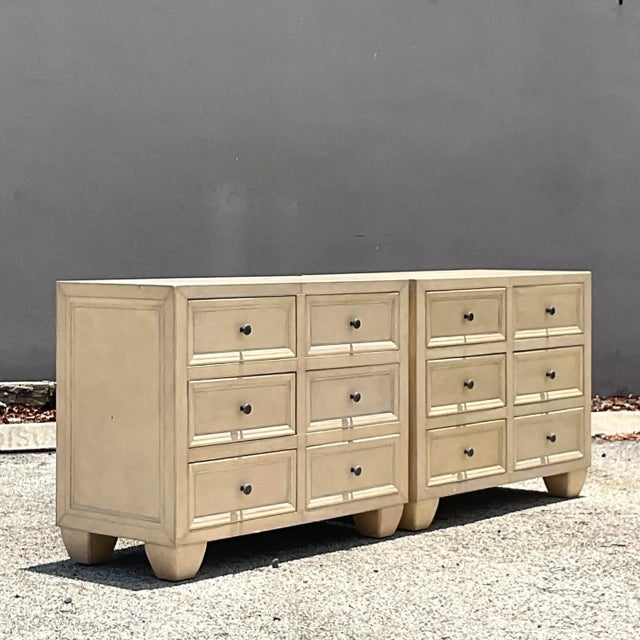 Late 20th Century Vintage Boho Lexington Leather Wrapped Chest of ...