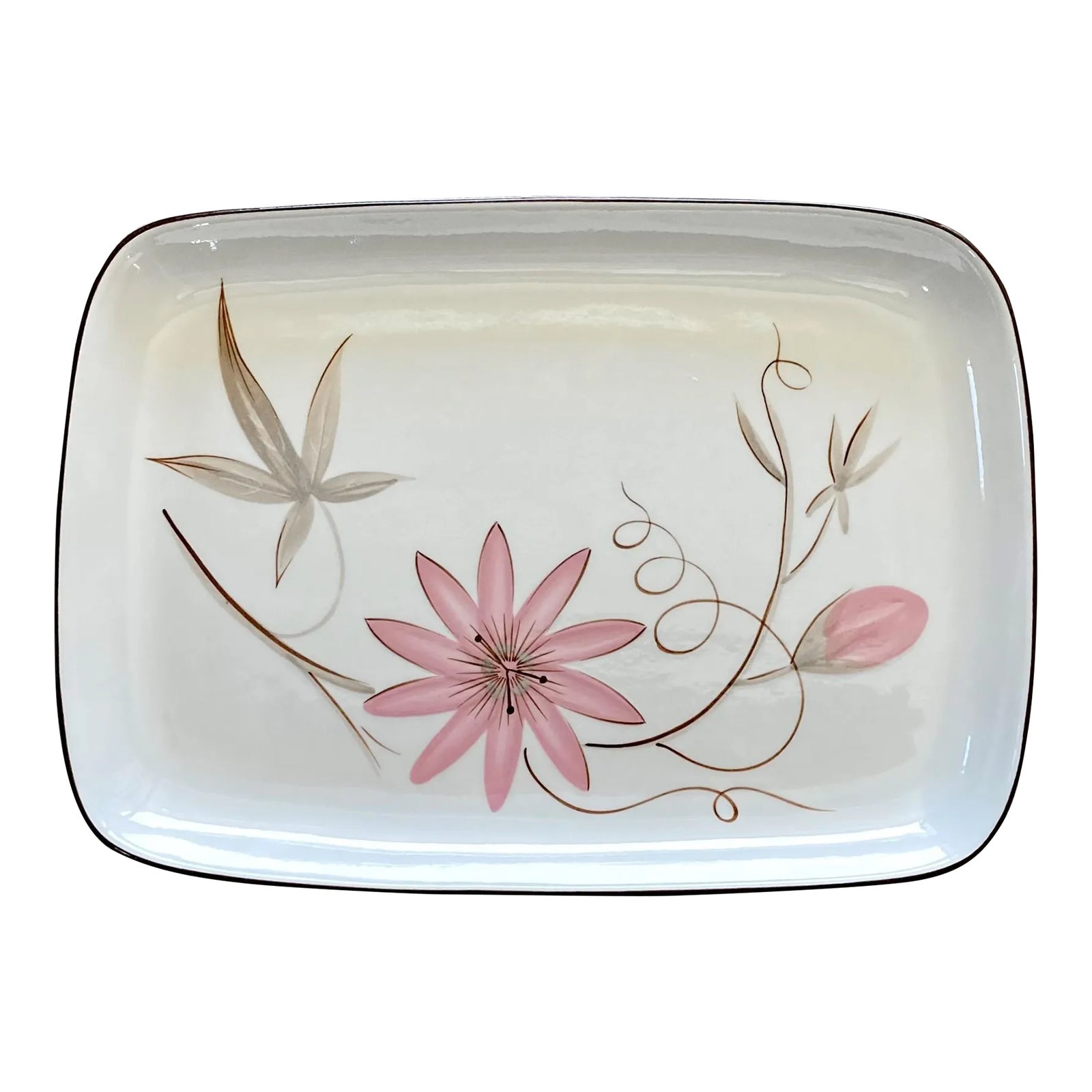 Circa 1950 Winfield Pottery 14" Passion Flower Serving / Accessory Tray ...