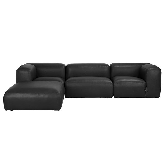 NOIR Augustus Modular Sofa, Left Corner, Santosa Matte Black Leather ...