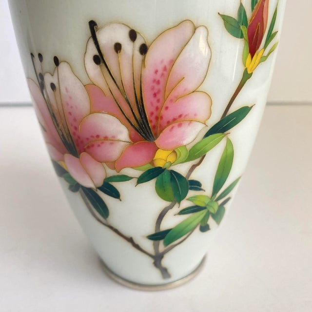 Vintage Japanese Akasuke Ginbari Cloisonné Vase Pastel Pale Blue Pink ...