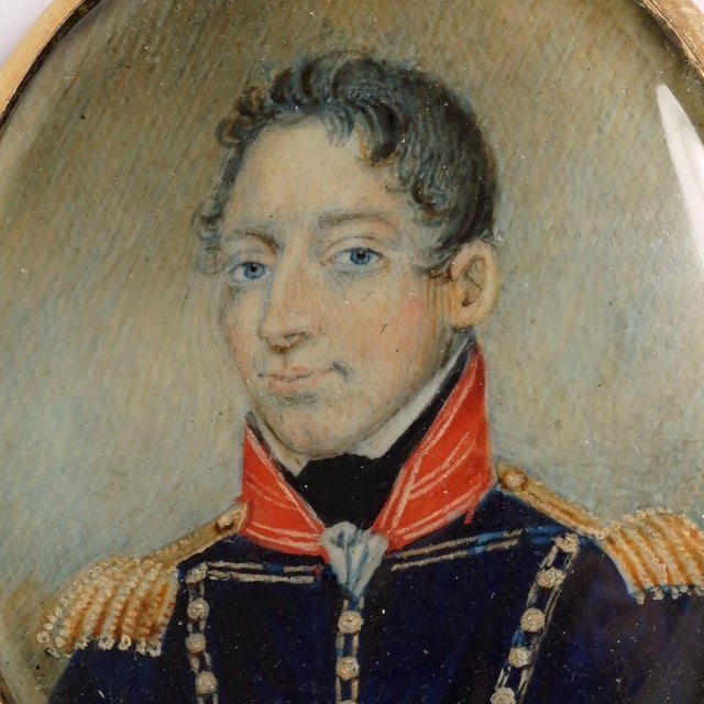 Antique Miniature Portrait Military Officer Uniform 14k Gold Frame ...