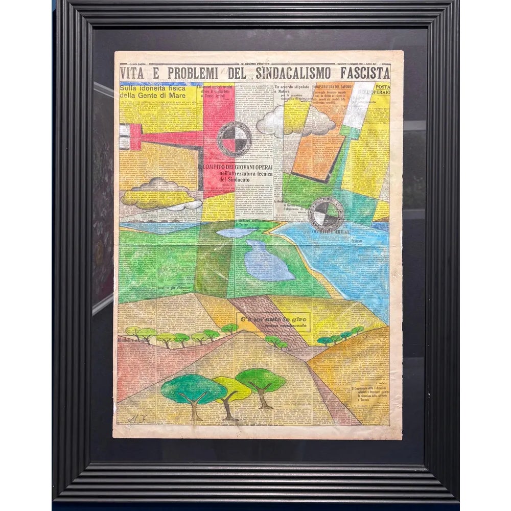 Michele Falanga, Futurist Aeropittura, 1933, Mixed Media on Newspaper ...