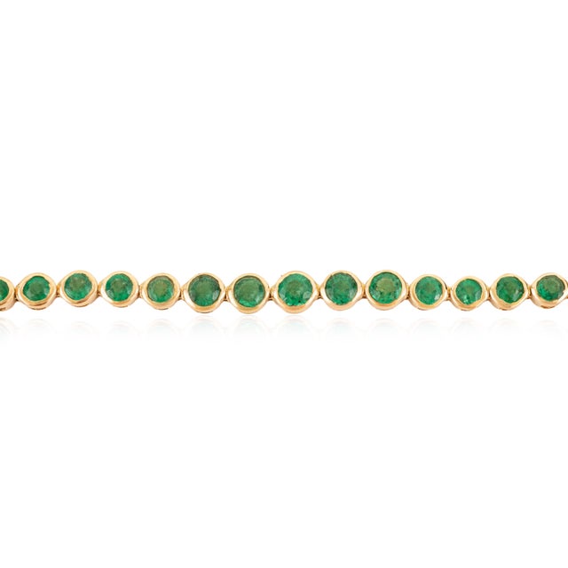 Vivid Green Zambian Emerald Paperclip Chain Bracelet in 14k Yellow Gold ...