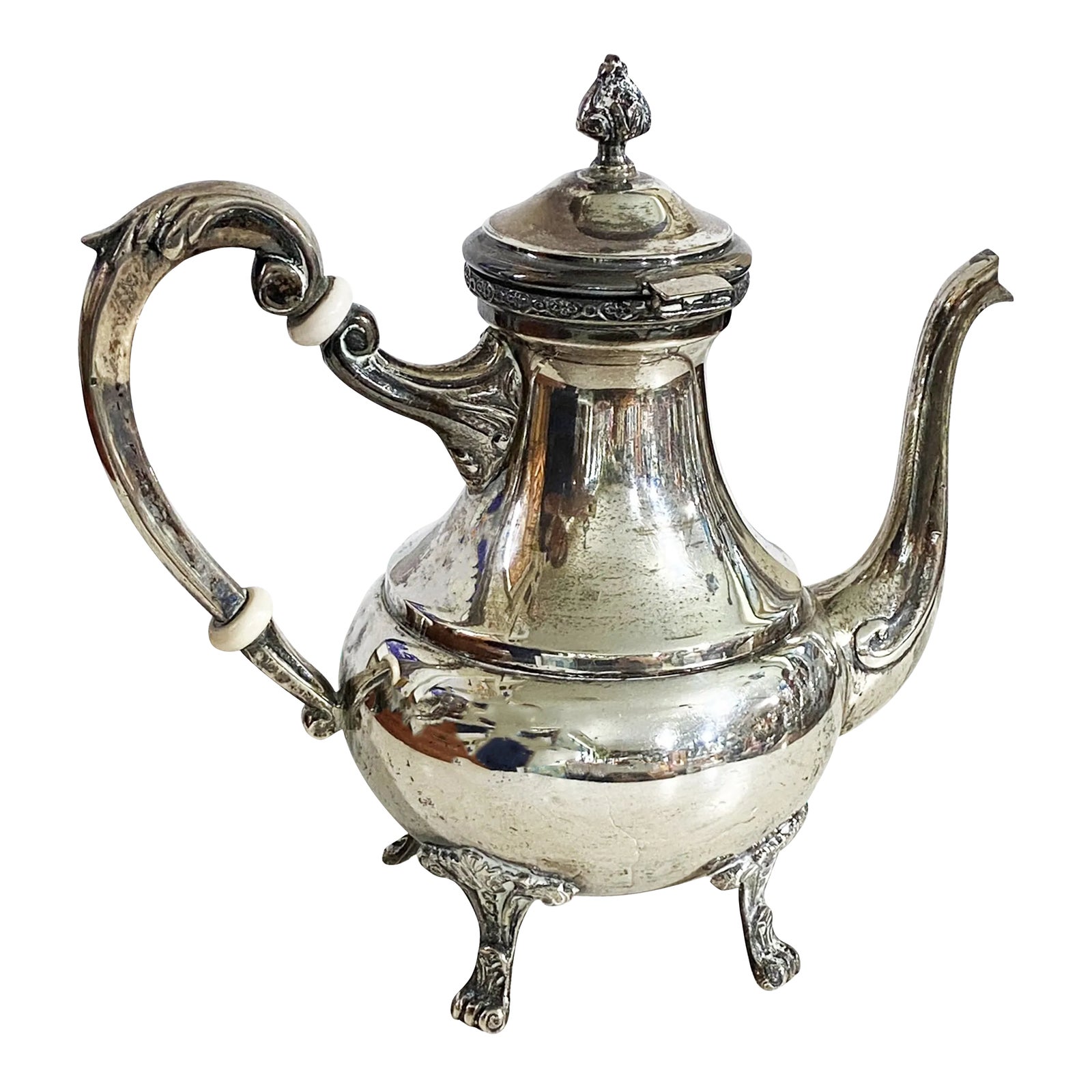 English Style Silver Tea Pot Marked 900 | Chairish