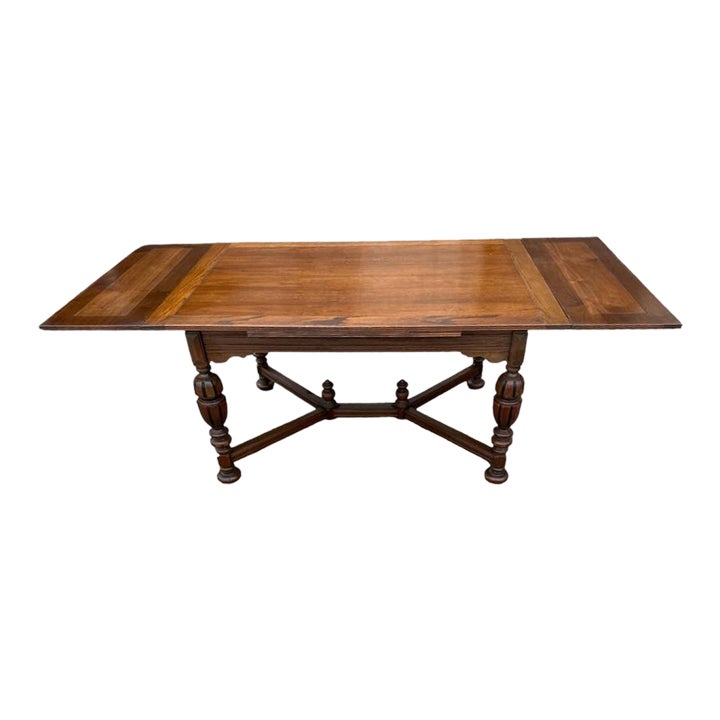 Antique Spanish Revival 90” Walnut and Oak Dining Table - Circa 1920s ...