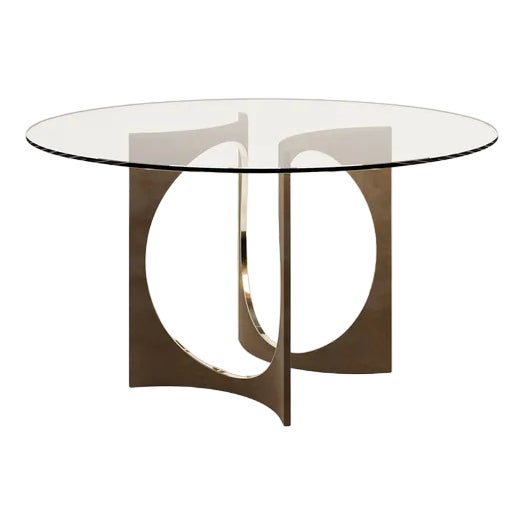 Fuga Cast Bronze Table with Patina & Polished Line by Metamorphic Art Studio | Chairish