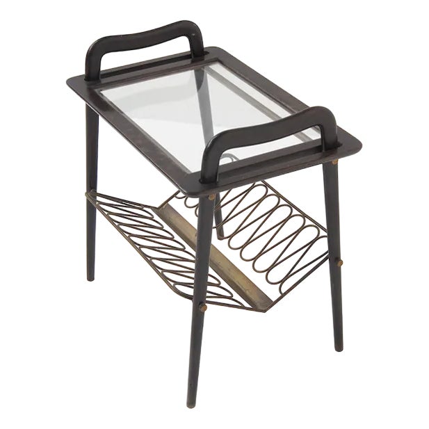Small Table with Tray in Wood and Brass attributed to Paolo Buffa ...