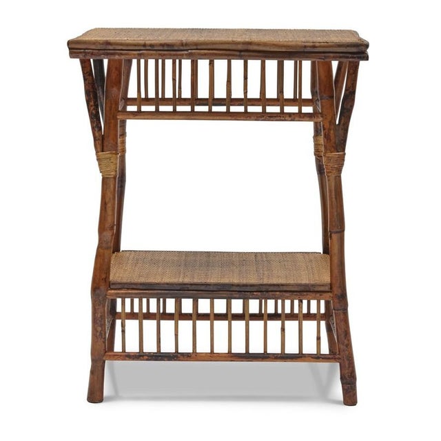 Bombay Side Table, Brown, Rattan | Chairish