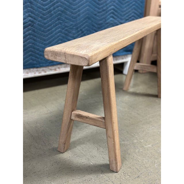 Rustic A-Frame Natural Wood Bench | Chairish