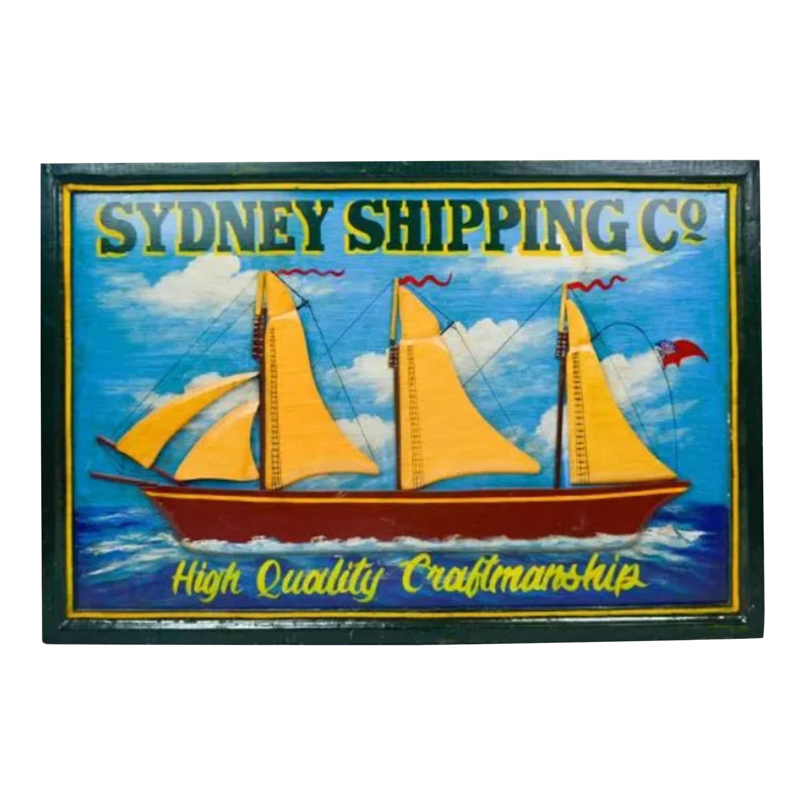 Vintage Late 20th Century Hand Carved & Painted Advertising Sign for ...
