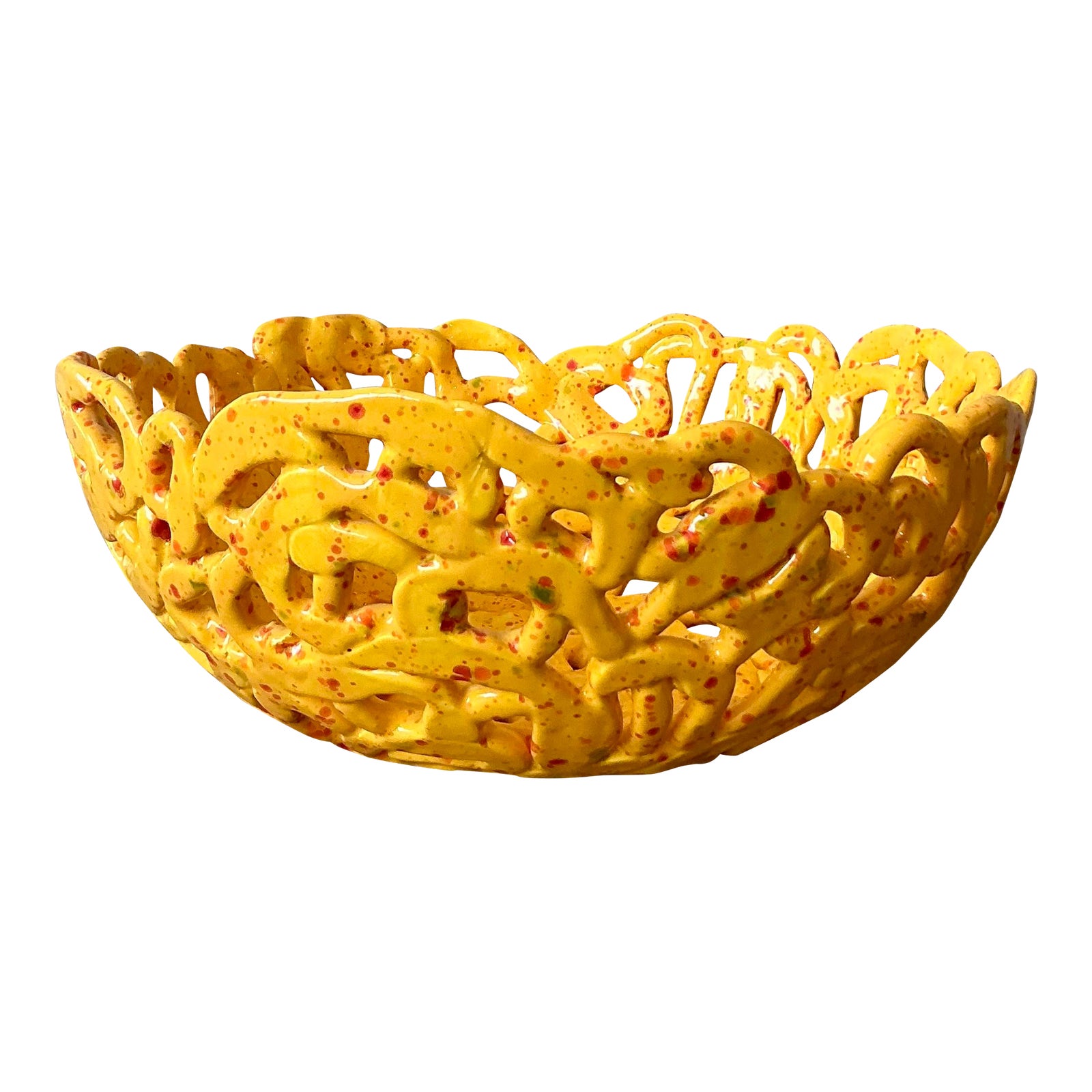 Vintage Boho Studio Pottery Squiggle Bowl | Chairish