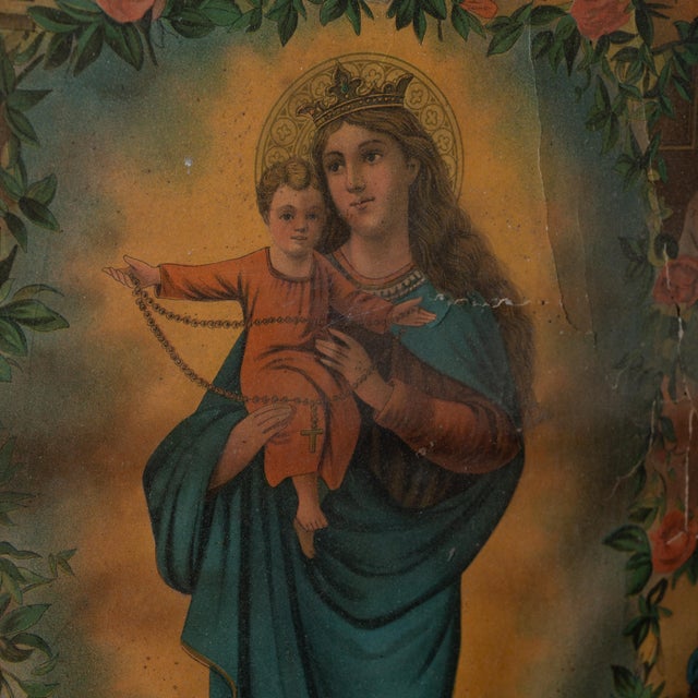 Our Lady of Rosary Madonna, German Lithograph | Chairish