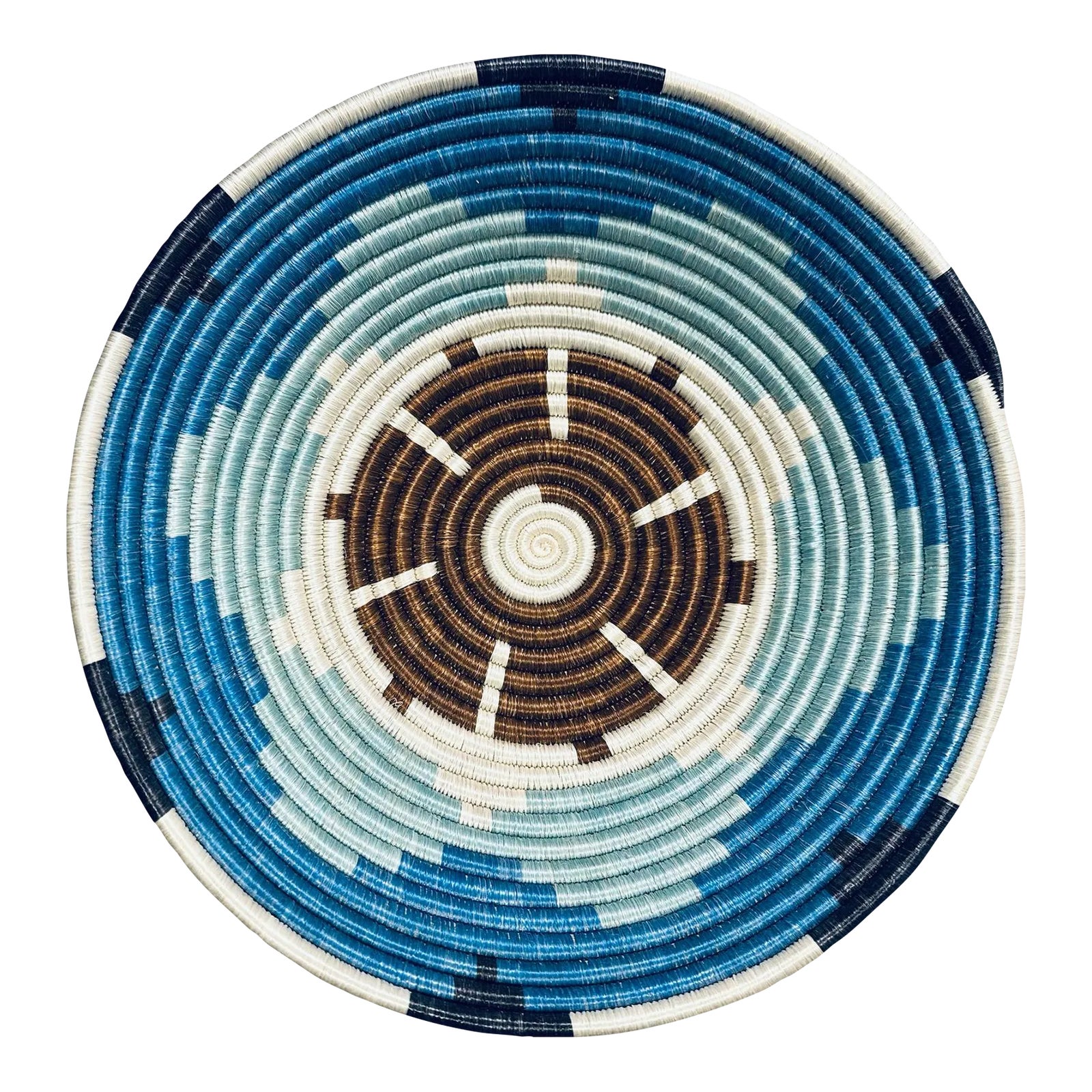 African Rwanda Woven Sweetgrass and Sisal Wall Hanging Basket | Chairish