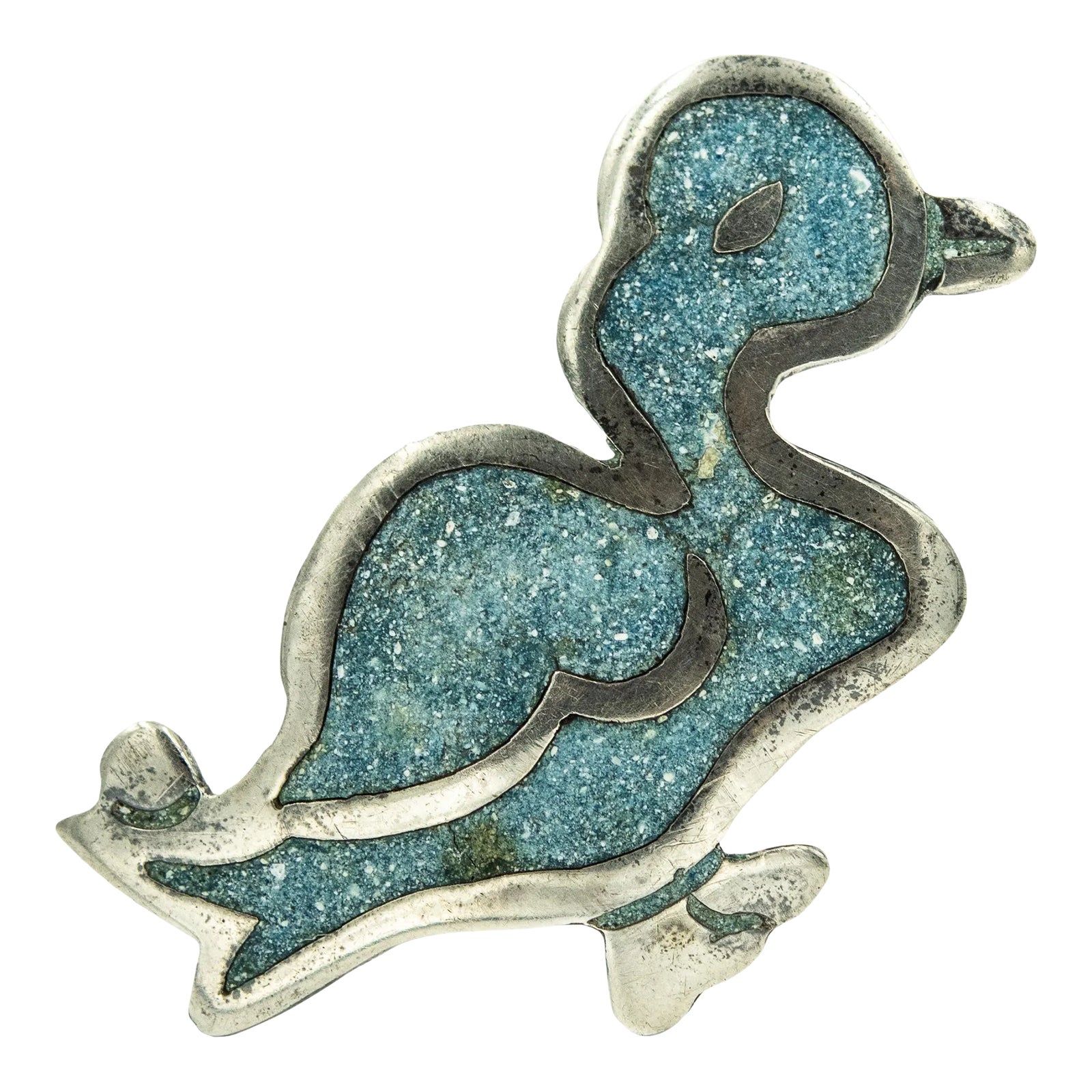 Bernice Goodspeed Mexican Sterling Silver Inlaid Gemstone Duck Brooch ...