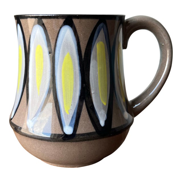 Mid-Century Modern Style Handpainted Stoneware Pottery Mug | Chairish