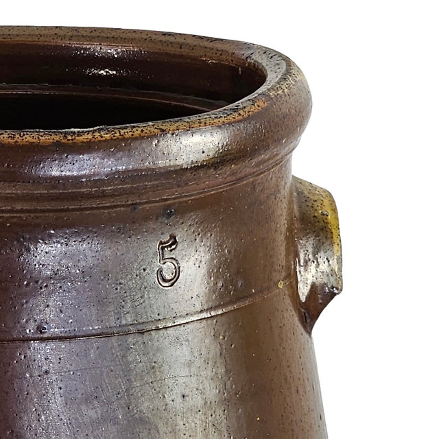 Brown Stoneware 5 Gallon Rustic Crock | Chairish