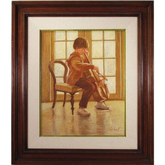 Helen Rayburn Caswell, Boy Playing Cello, ca. 1970 | Chairish