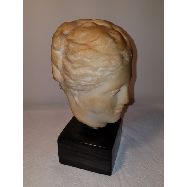 Italy, Antiquity, Carved Alabaster and Marble Female Head | Chairish